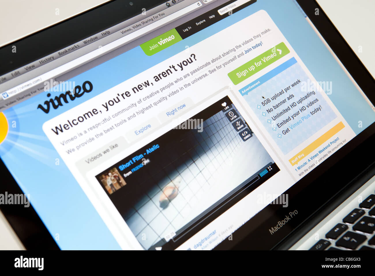 Vimeo Video sharing Website Screen shot of web page Stock Photo - Alamy