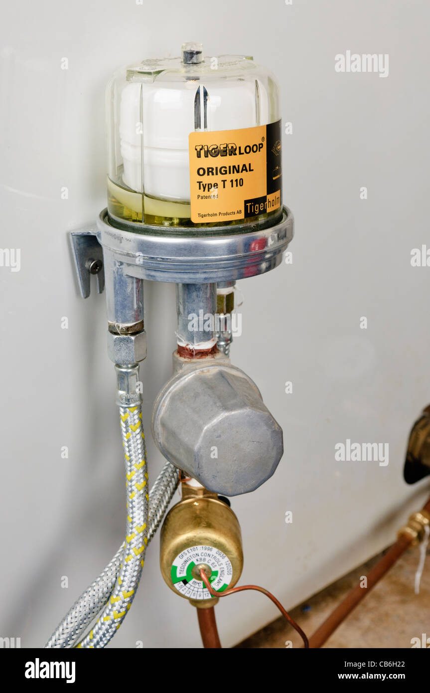 Tiger Loop oil de-aerator on a domestic oil-burning boiler Stock Photo ...