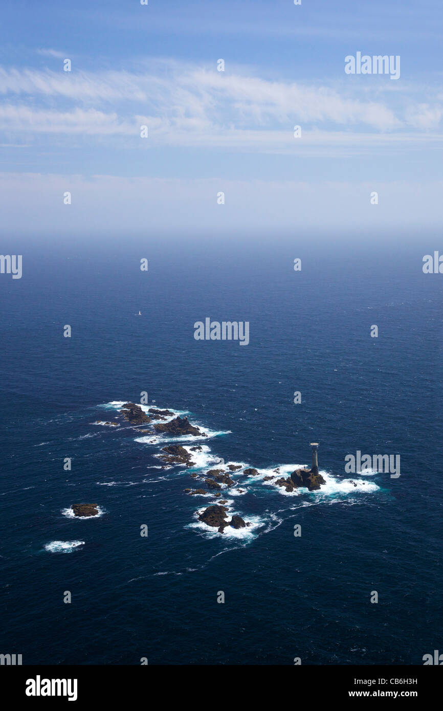 Aerial photo of Longships Lighthouse, Lands End Peninsula, West Penwith ...