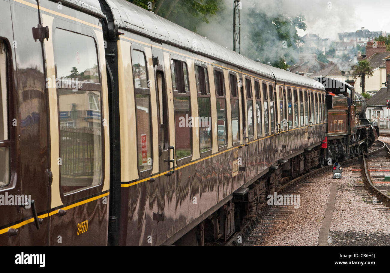 Paignton Dartmouth Steam Railway Engine and Carriages Devon Stock Photo ...