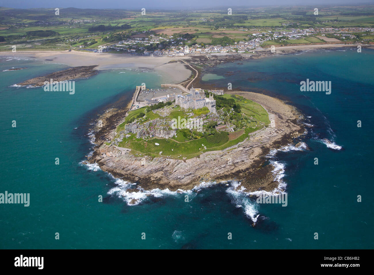 Aerial photo of St Michael's Mount, Penzance, Lands End Peninsula, West ...