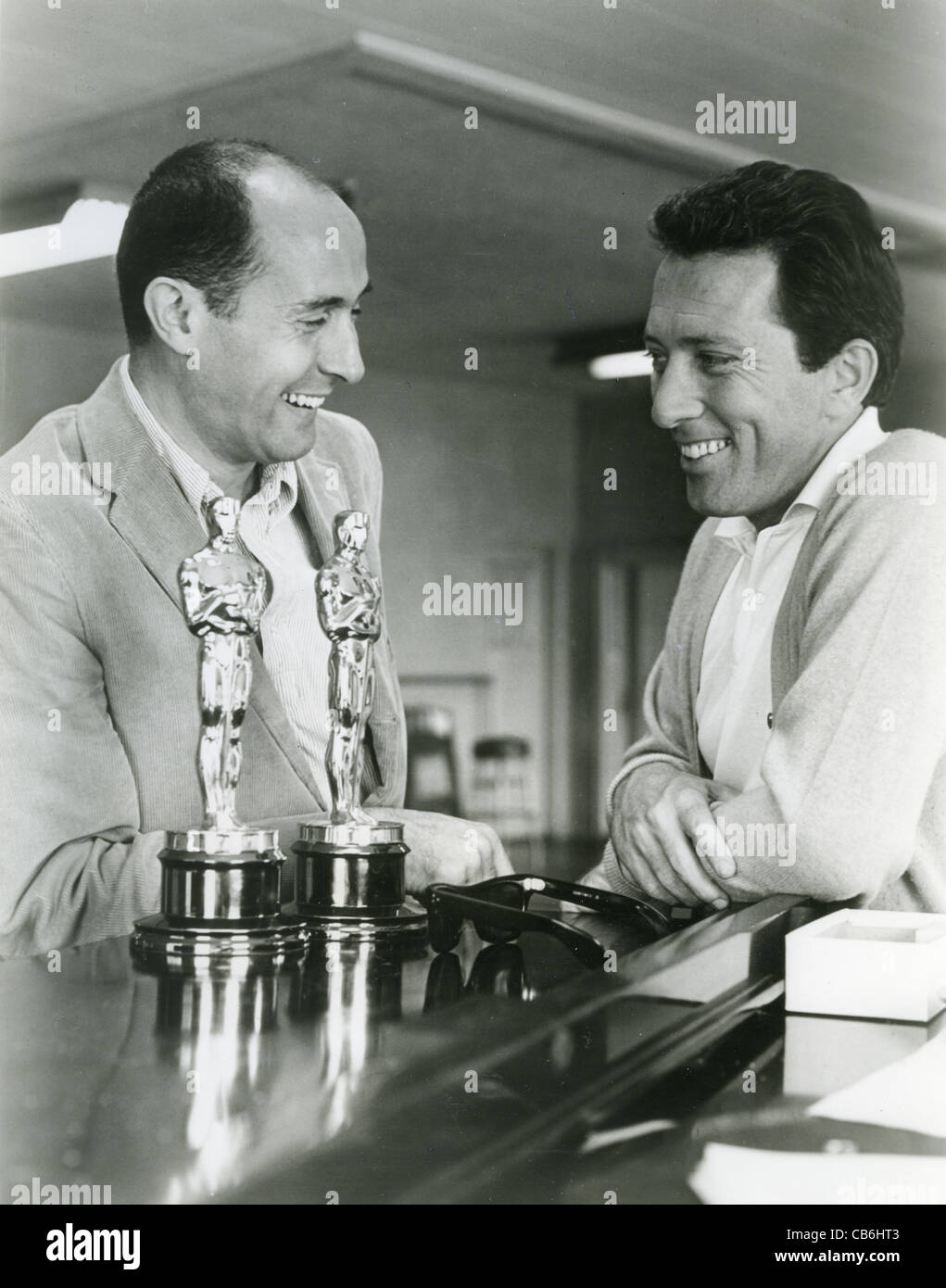 ANDY WILLIAMS US singer at right and Henry Mancini with their Oscars ...
