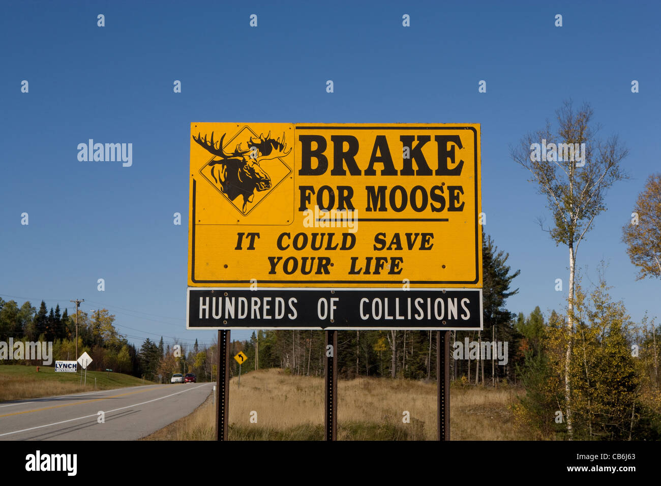 New England: Moose warning road sign Stock Photo - Alamy