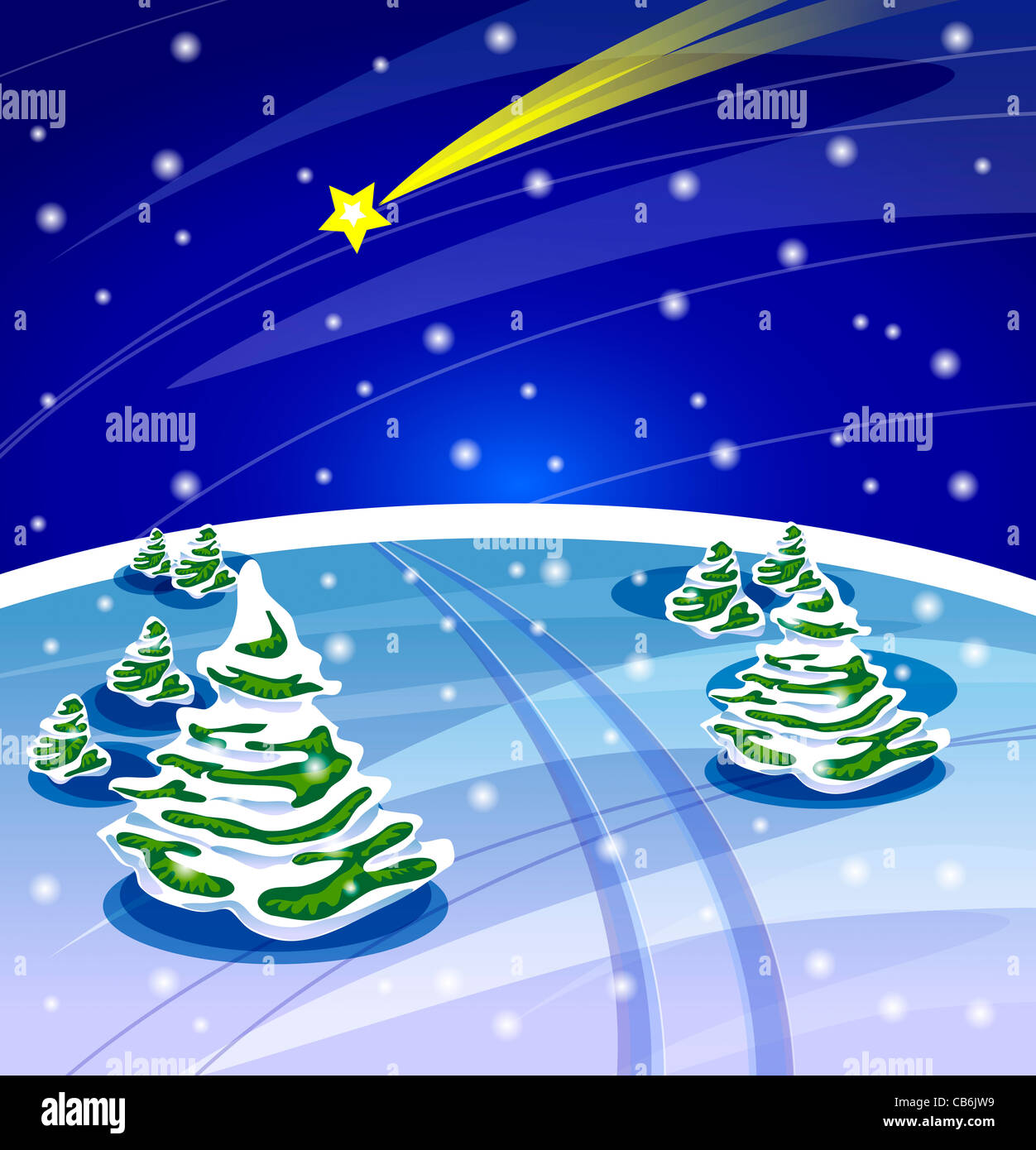 Winter eve night scene Stock Photo - Alamy