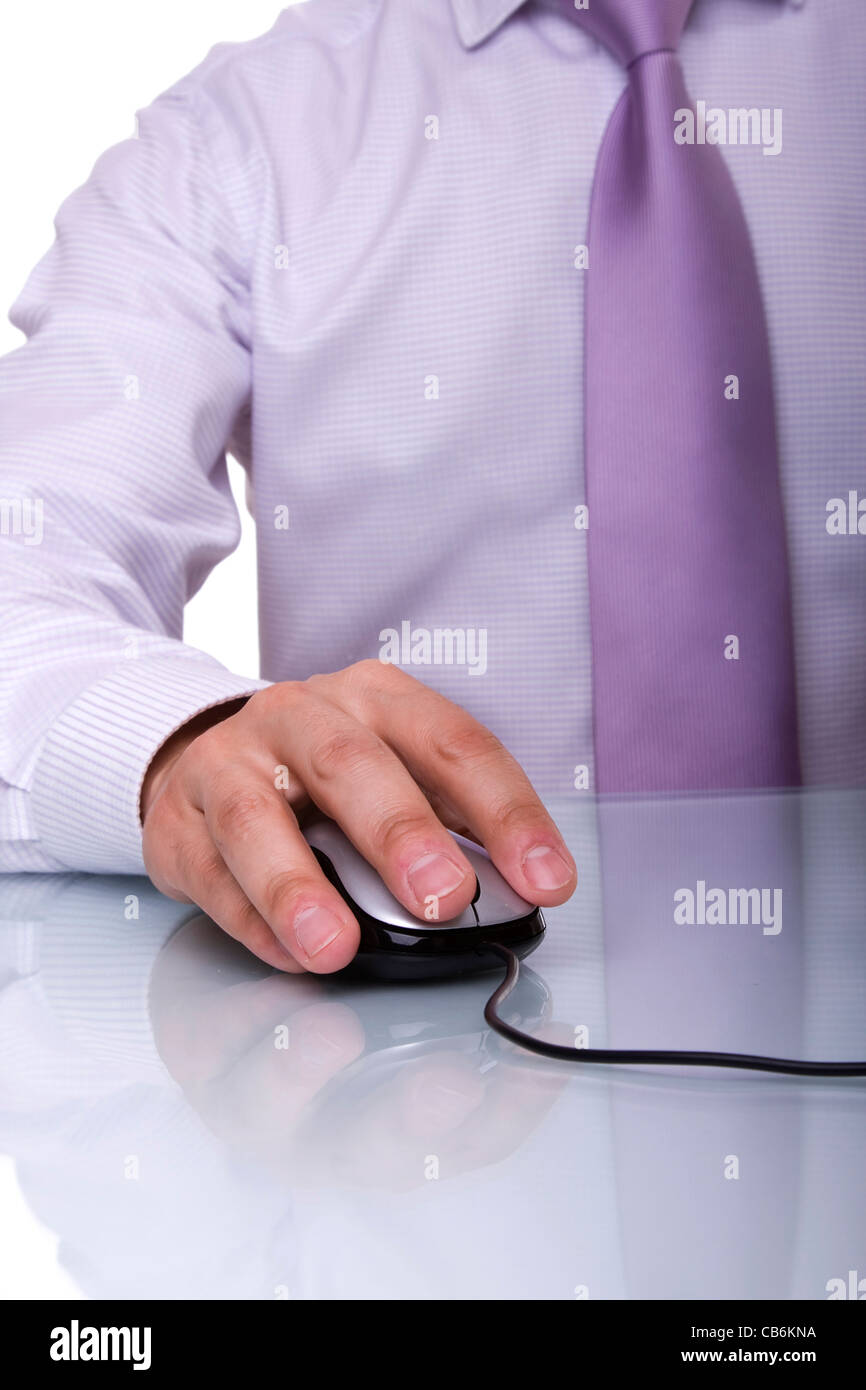 businessman using a mouse at the office Stock Photo - Alamy