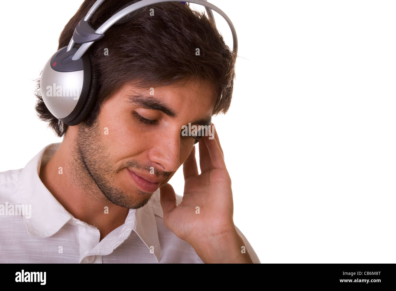 young men feeling the music (isolated on white Stock Photo - Alamy