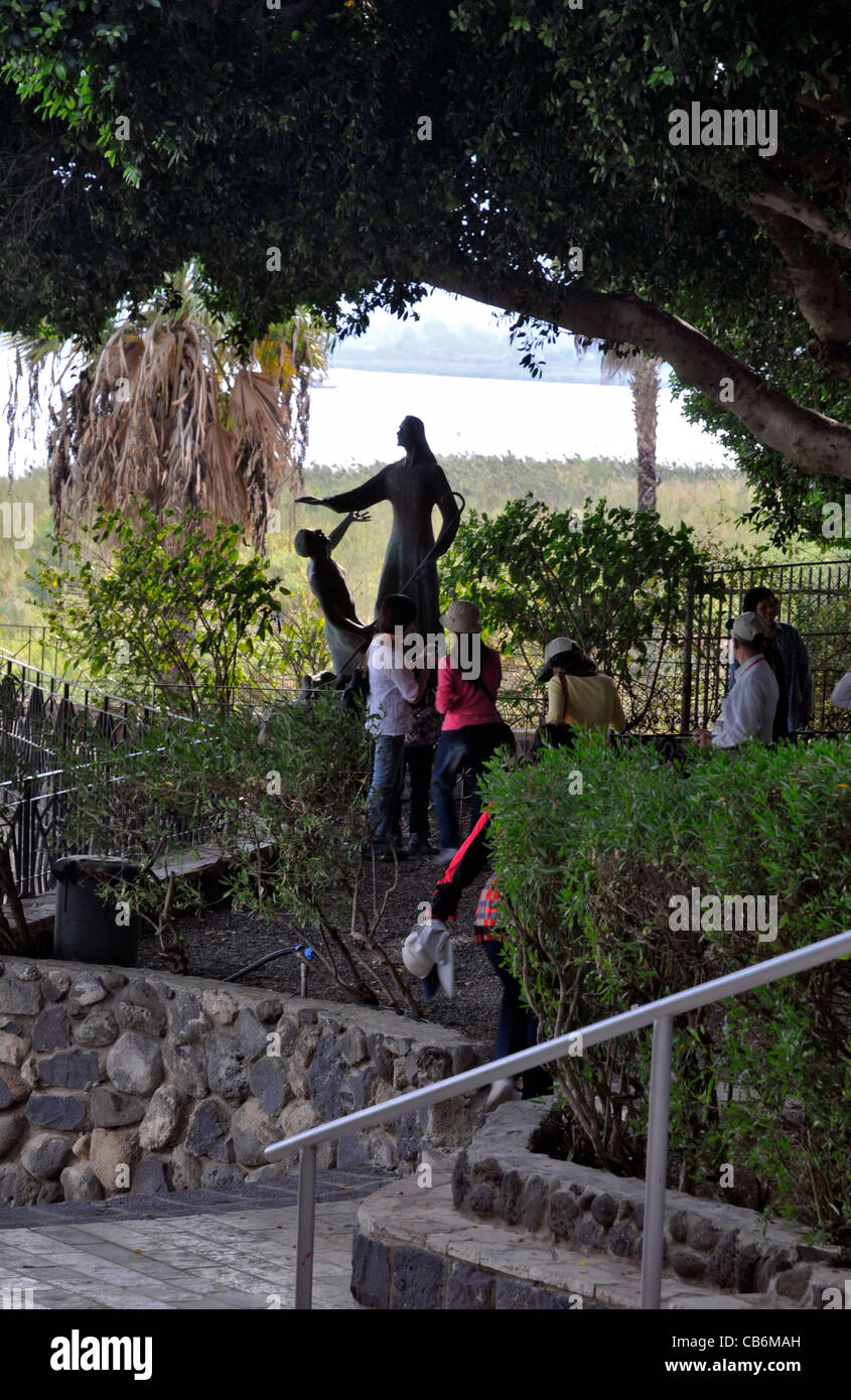Statue beside the Church of St Peter's Primacy depicts Jesus after his ...