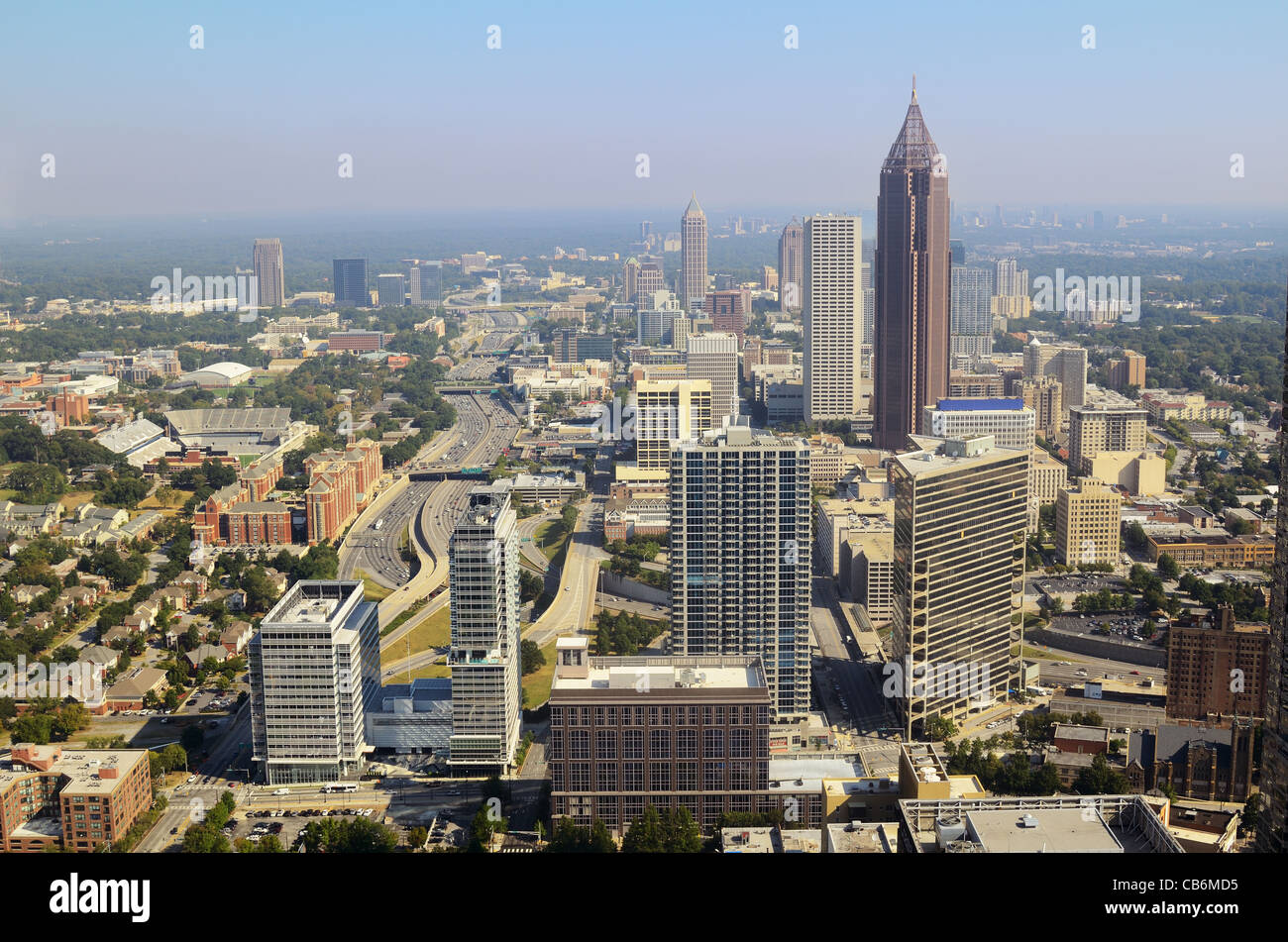 Aerial view of urban skyscrapers in downtown Atlanta, Georgia, USA ...