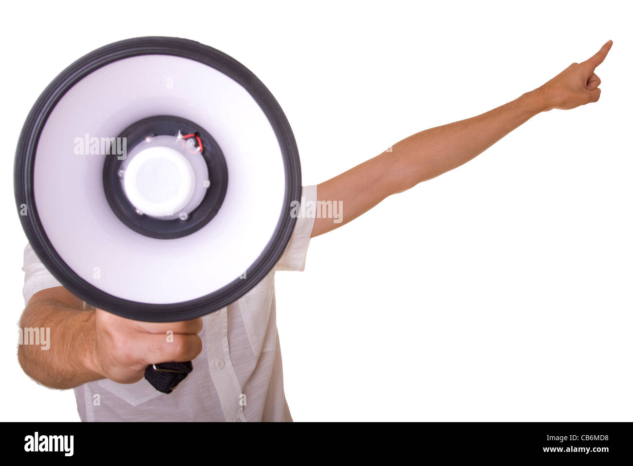 Young person megaphone business Cut Out Stock Images & Pictures - Alamy