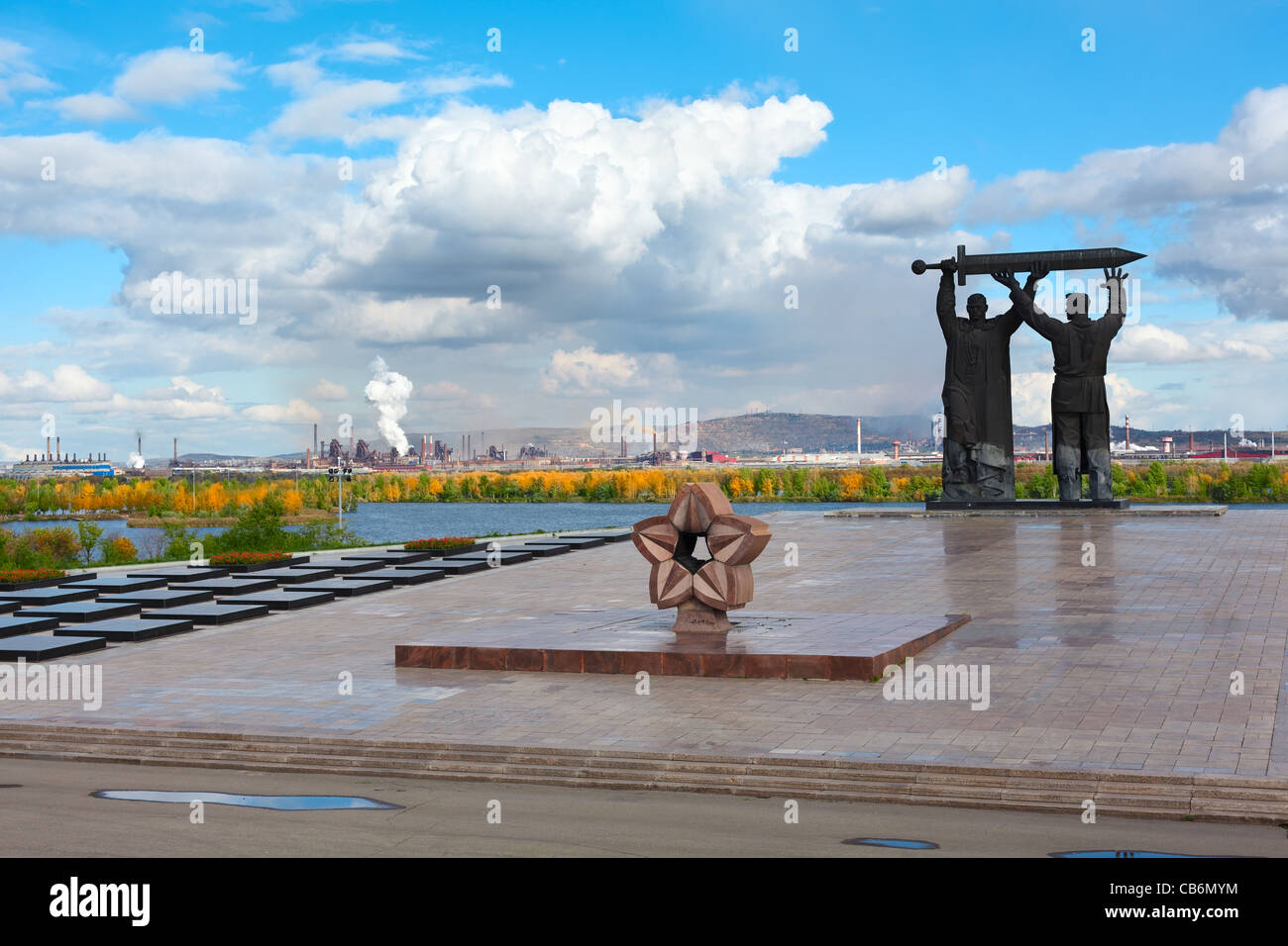 Monument "Rear-front" in the city of Magnitogorsk, Russia Stock Photo ...