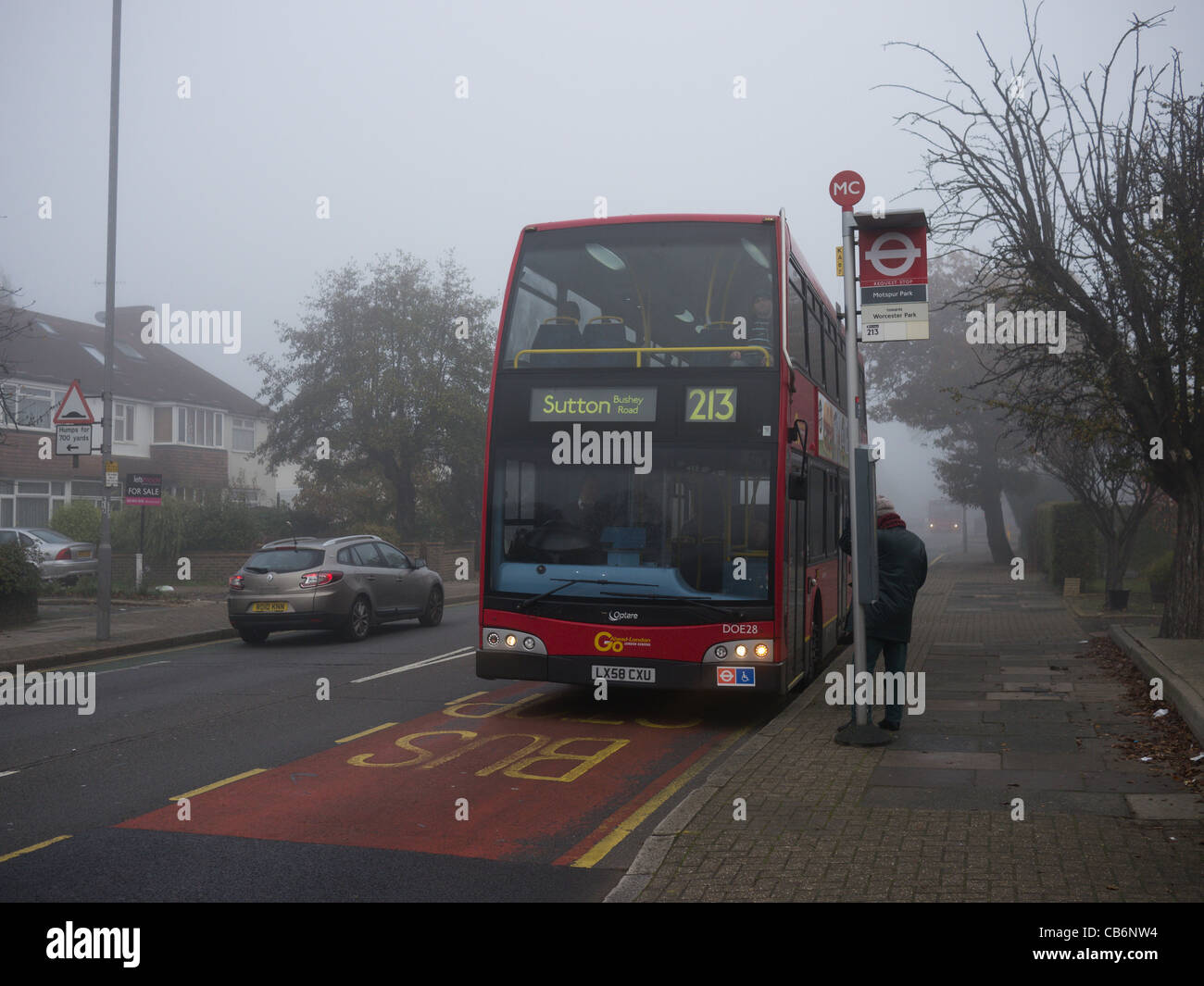 Bus stop in the mist hi-res stock photography and images - Alamy