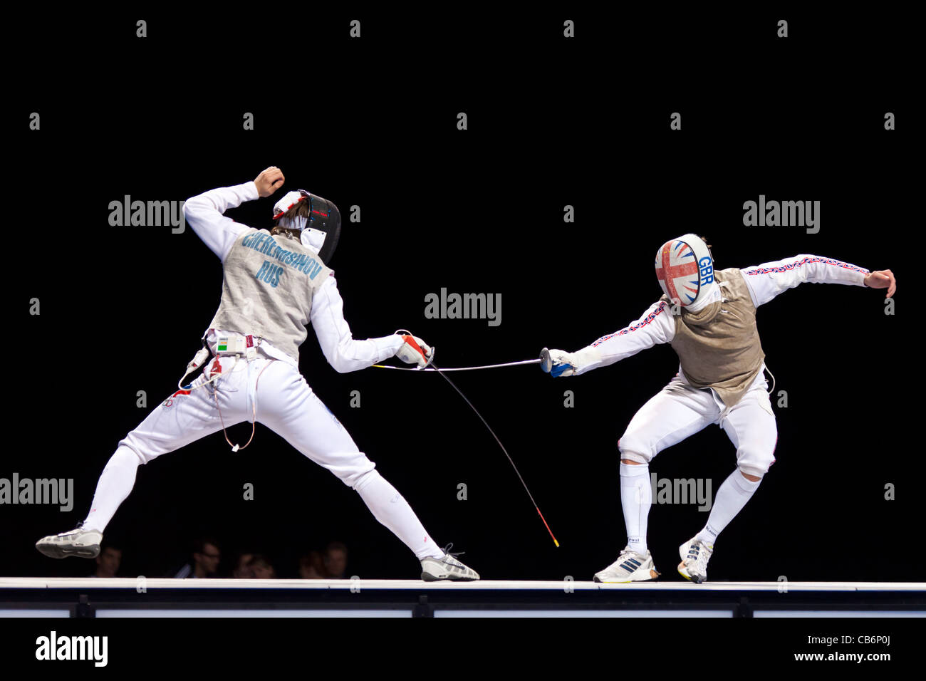 Final of the team foil fencing at the Olympic test event, London's ...