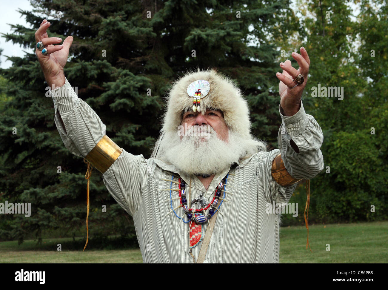 A Native American Indian religious custom of prayer to the sky Stock ...