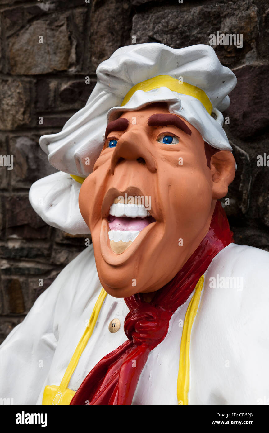 Statue of cook outside cafe Wales UK Stock Photo - Alamy