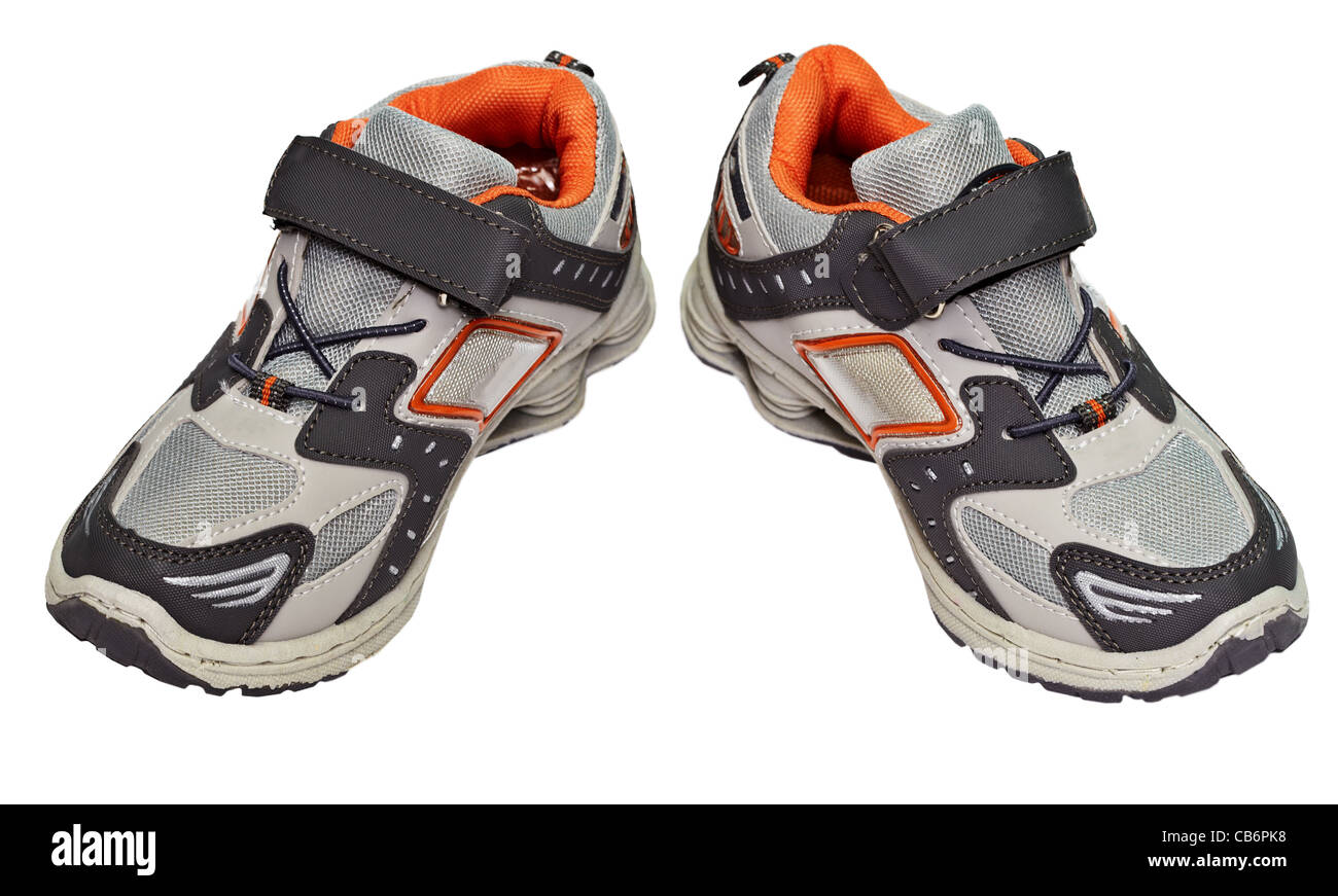 A pair of modern running shoes isolated on white background Stock Photo ...