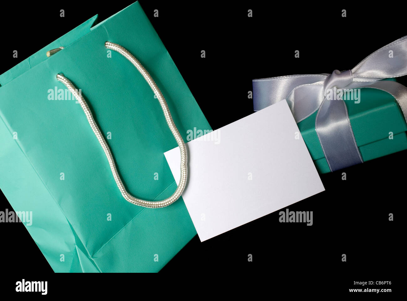 Little blue gift box with matching bag and blank gift card for your ...