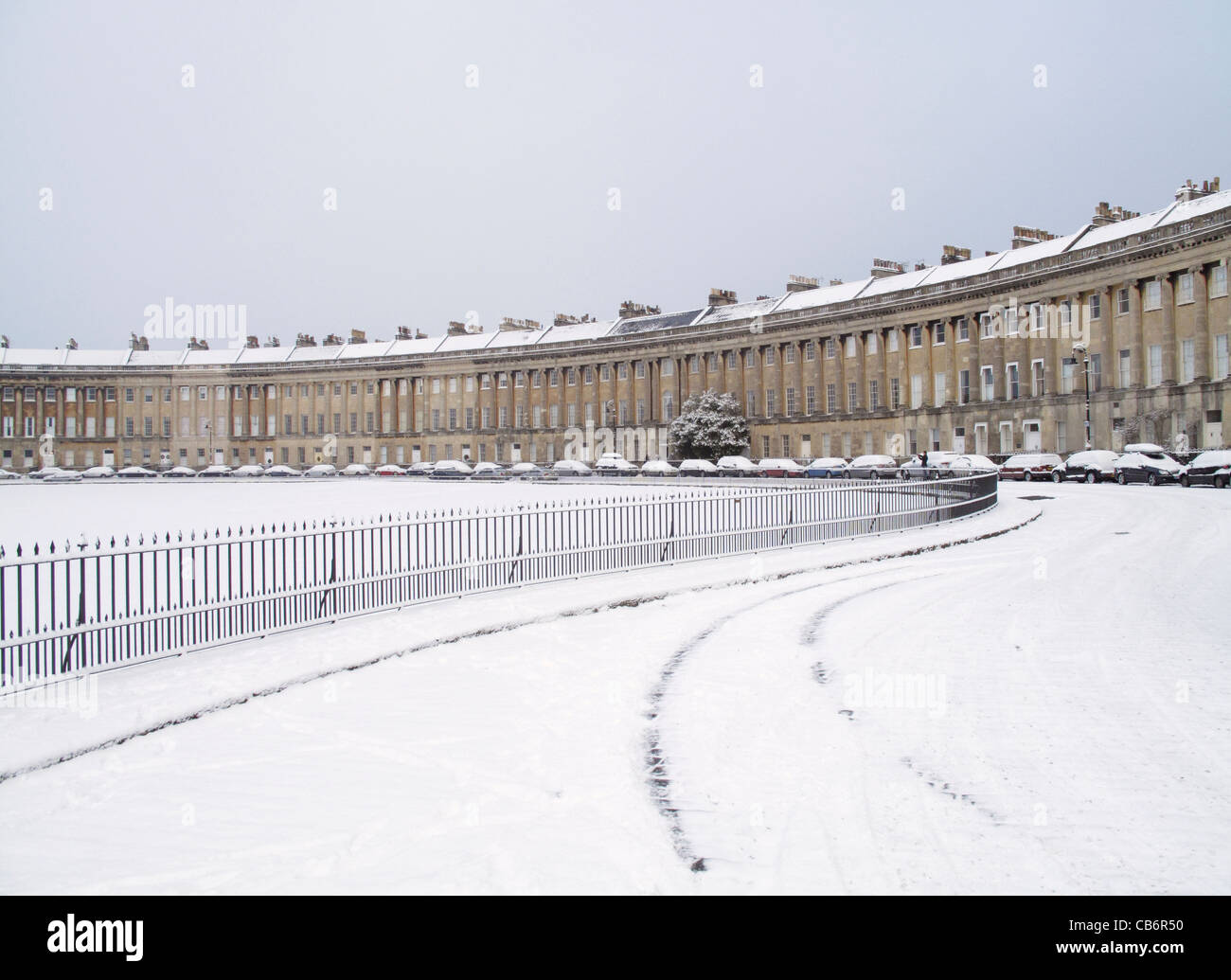 The Royal Crescent in snow Bath Somerset England UK Stock Photo - Alamy