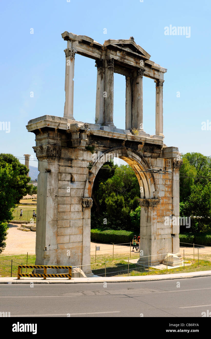 Ruins of archway Hadrians Arch Temple Olympian Zeus Athens Greece Stock ...