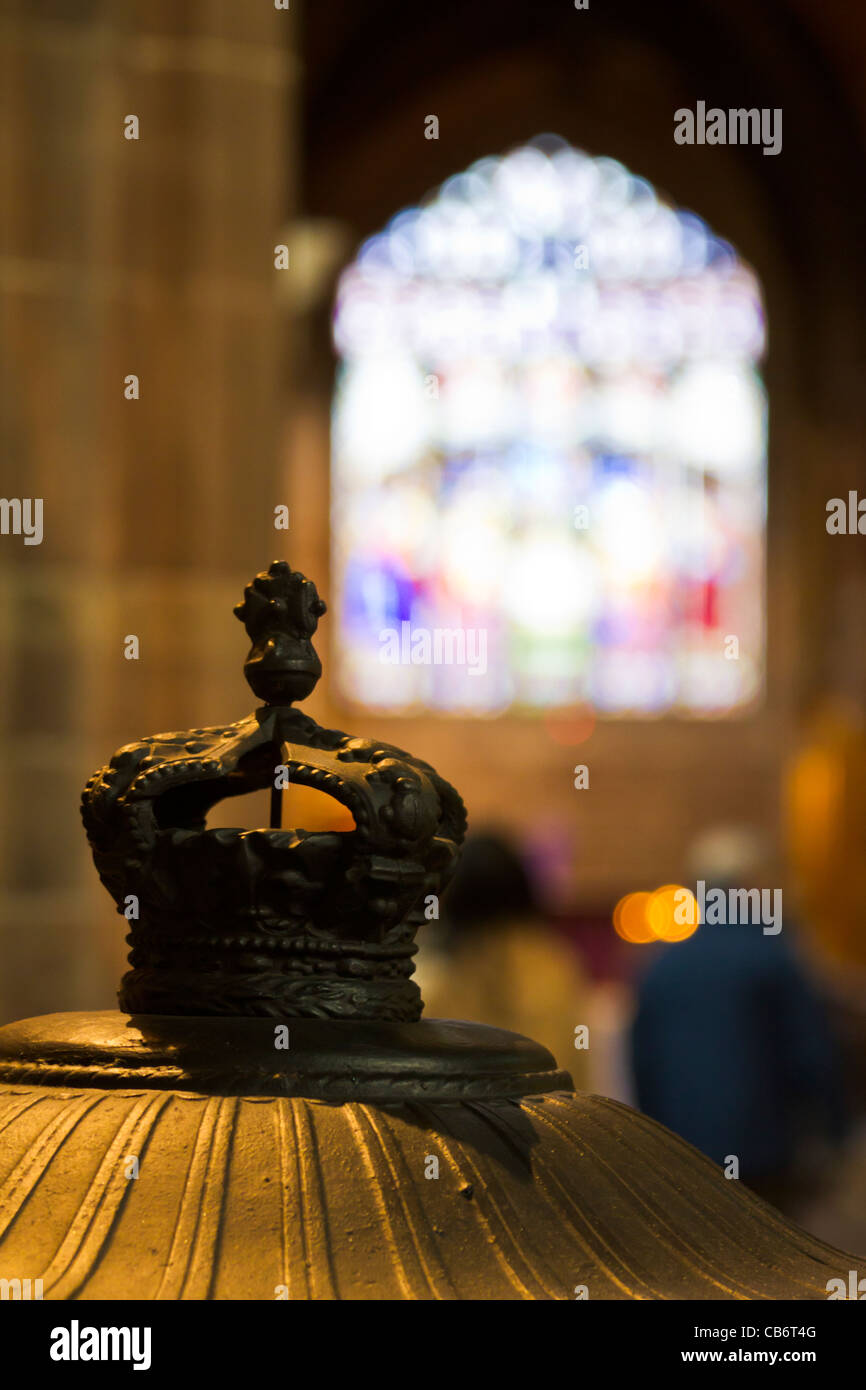 Crown crypt and stained glass window in Chester Cathedral Stock Photo ...
