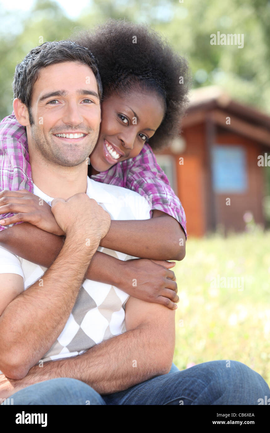 Portrait couple outside cabin hi-res stock photography and images - Alamy