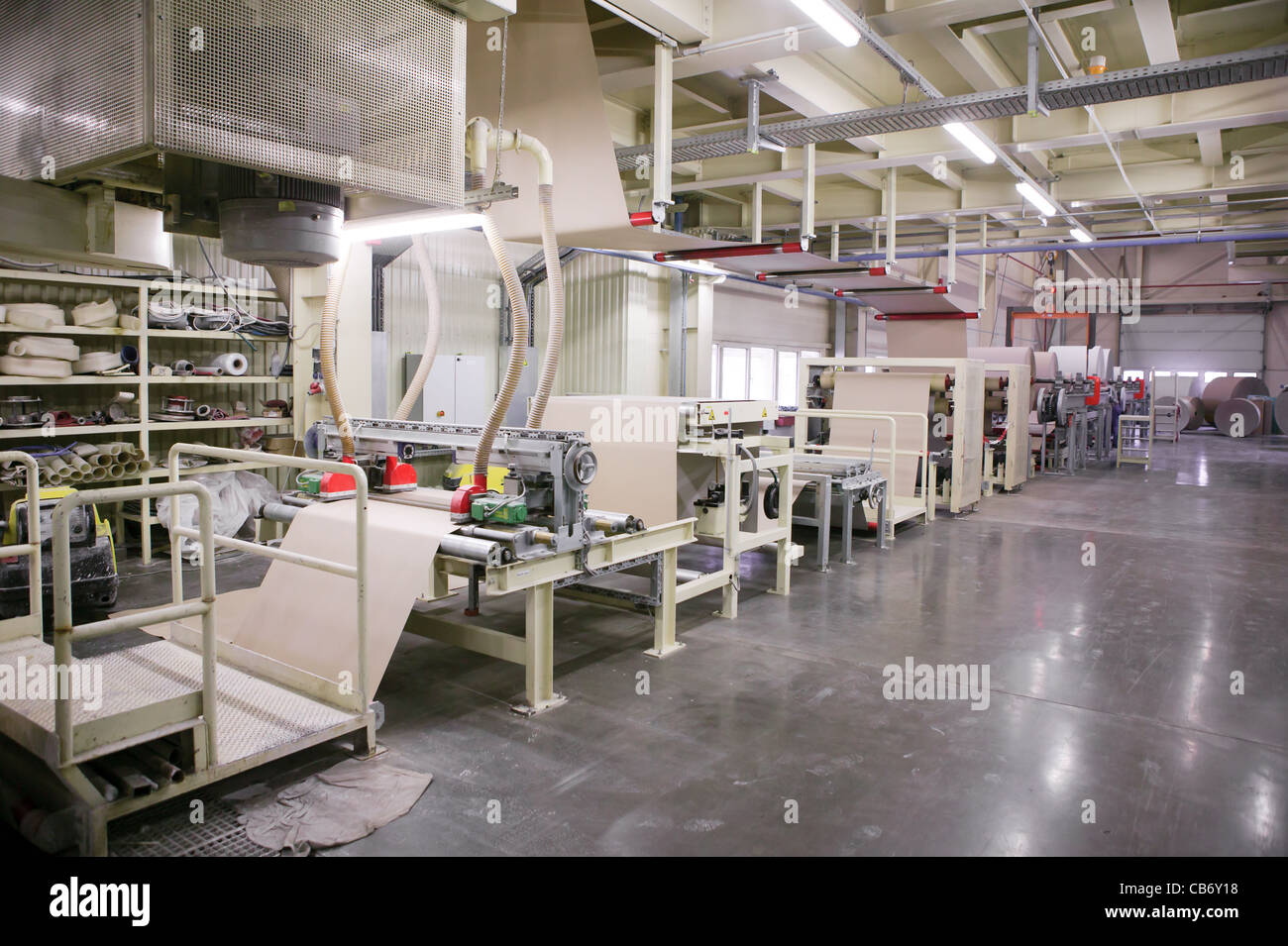 Technological line for production of gypsum boards Stock Photo - Alamy