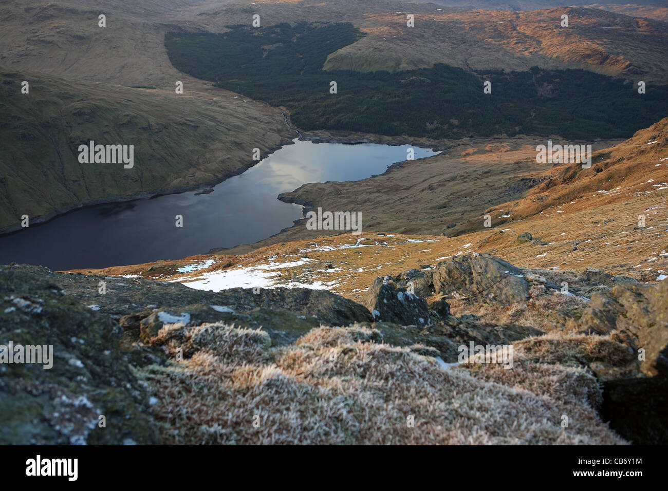 Loch Sloy from the slopes near the summit of Ben Vorlich in Scotland ...