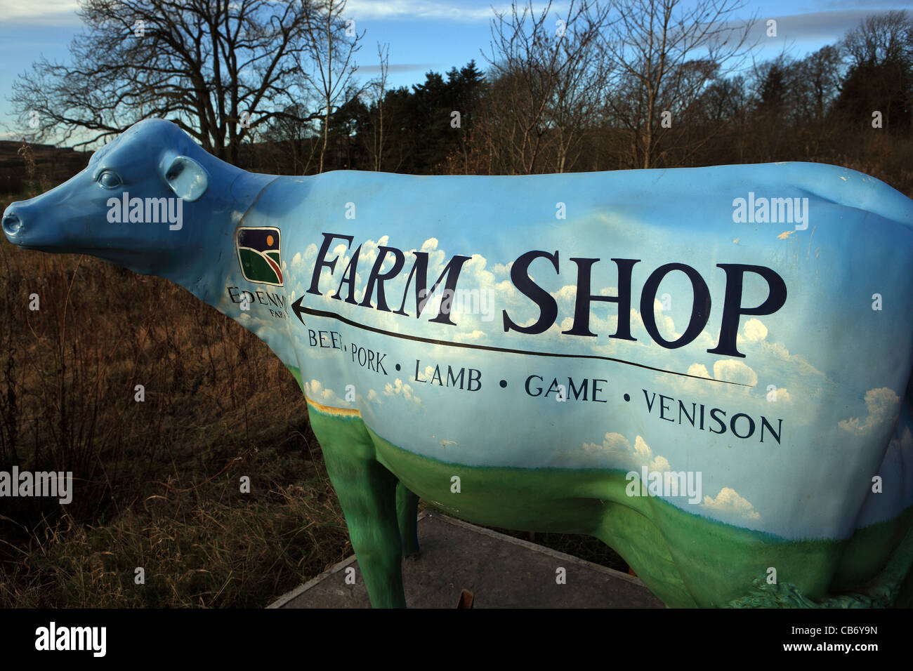 Farm shop sign at the side of the road A809 in Scotland Stock Photo - Alamy