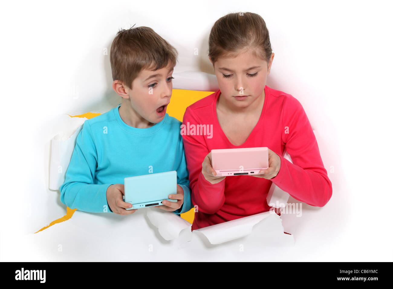 boy and girl playing video games Stock Photo - Alamy