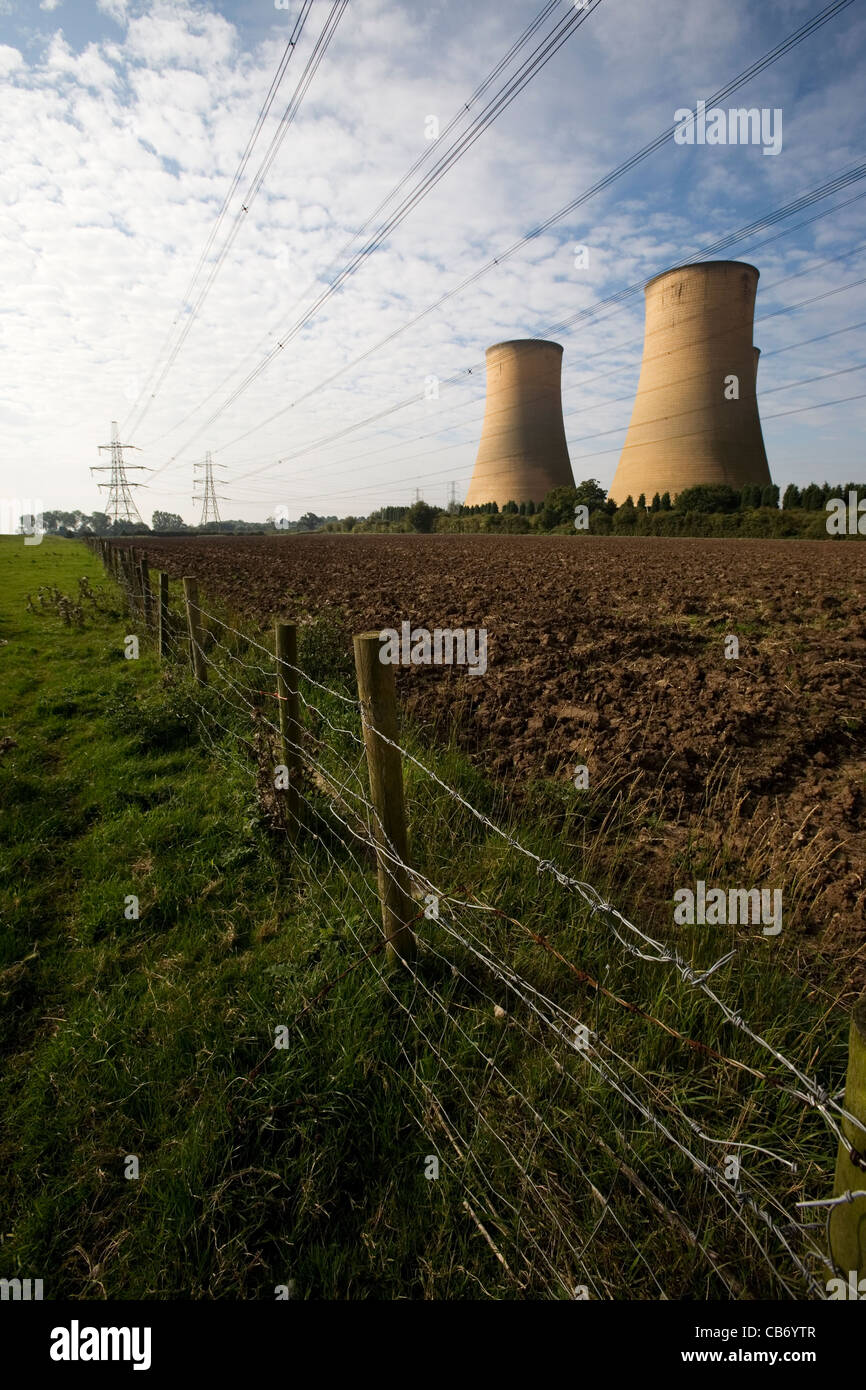 Electricity Pylons and Power Station Stock Photo - Alamy