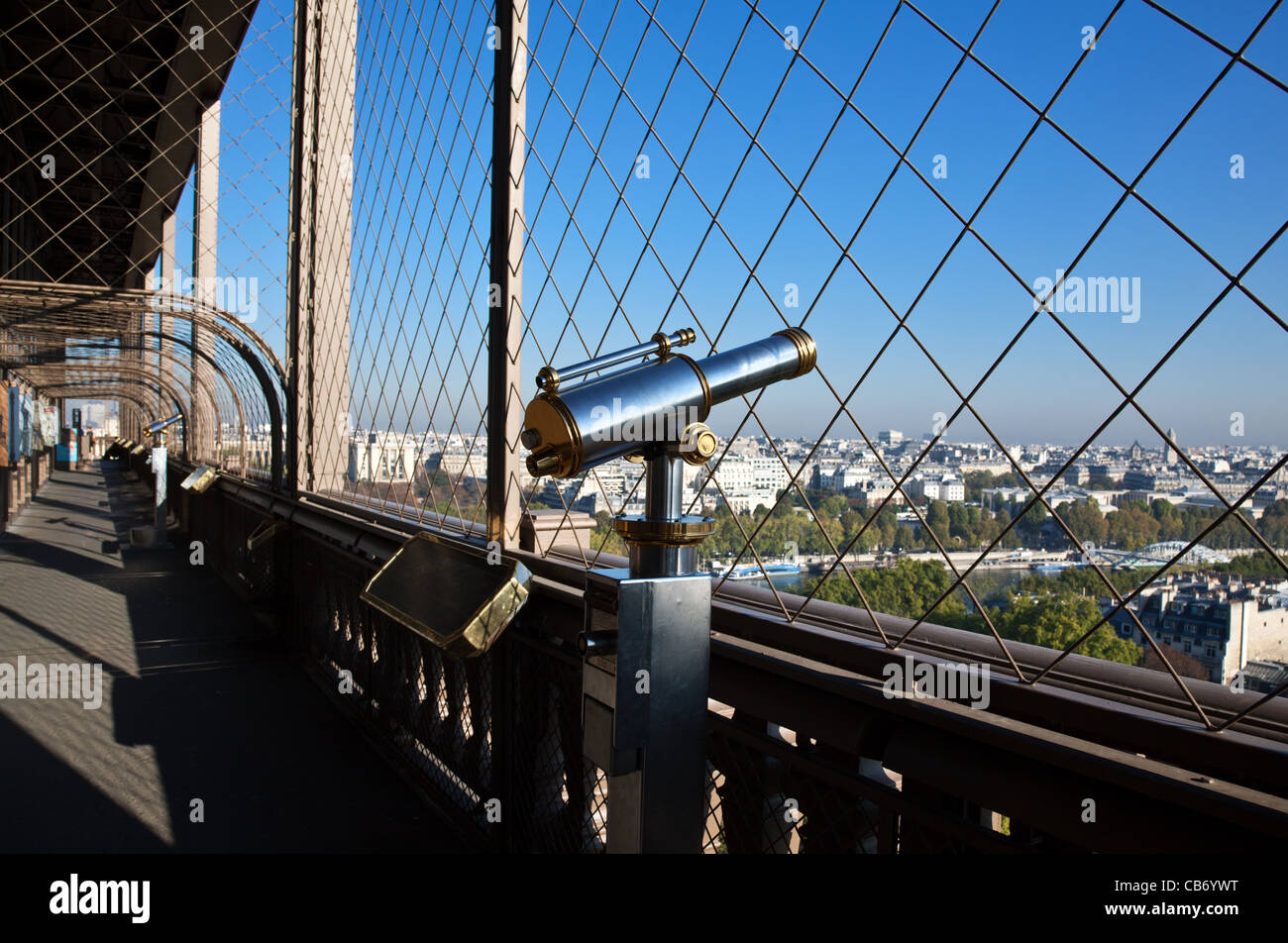 Paris, view on the city from the inside of the Eiffel tower Stock Photo ...