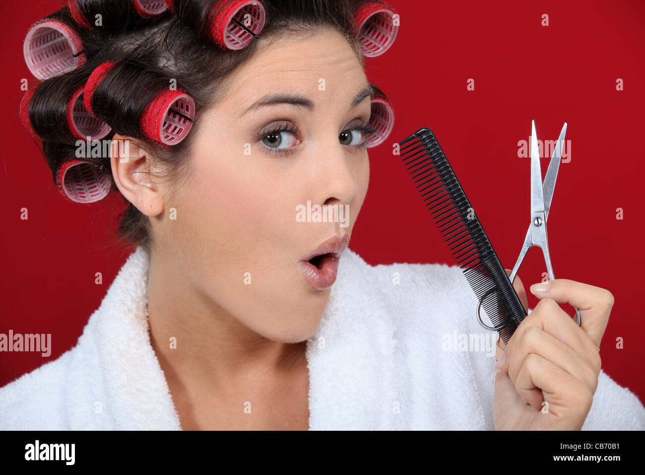 Woman getting a makeover Stock Photo - Alamy