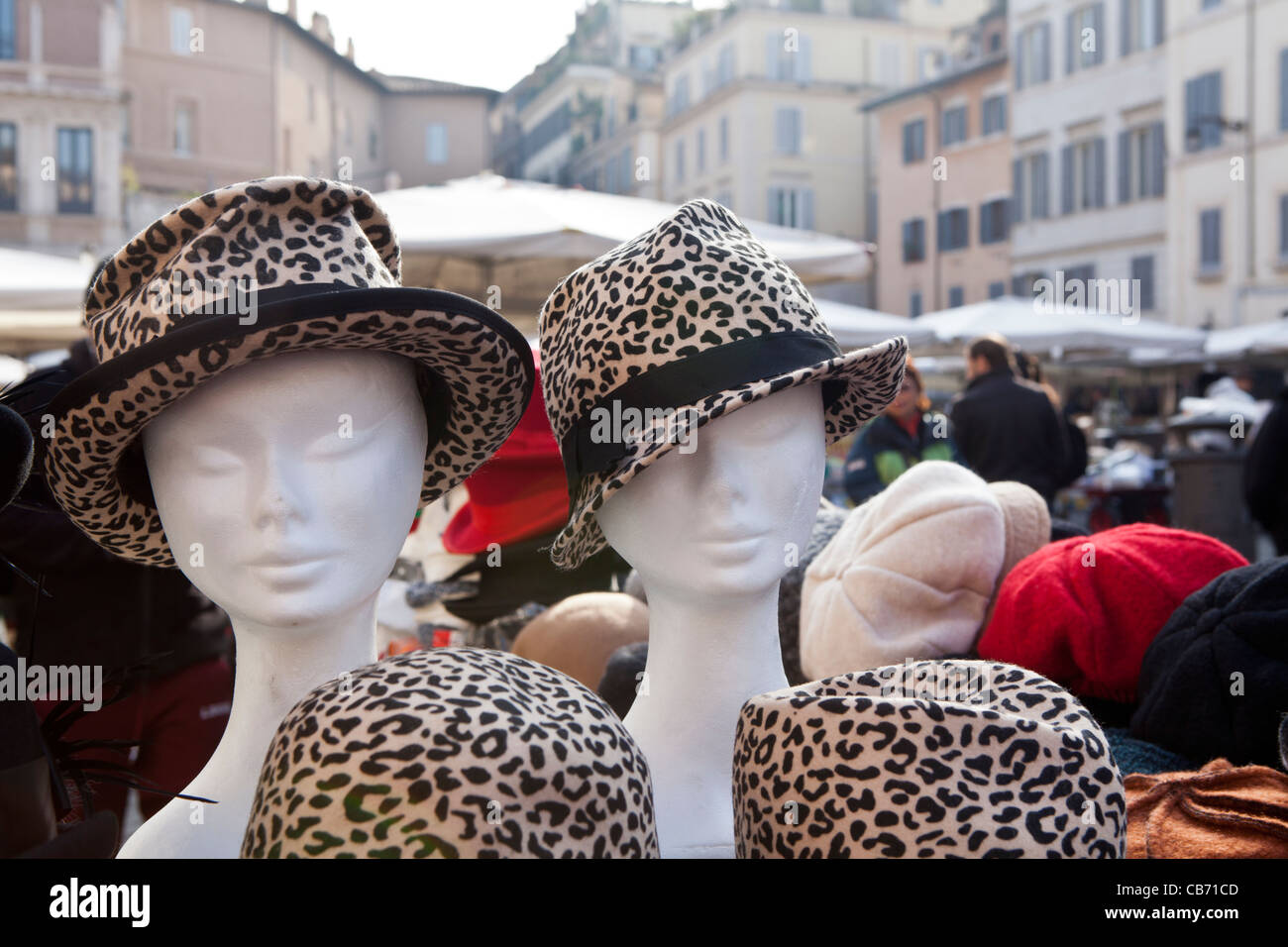 ladies leopard skin fashion hats Stock Photo - Alamy