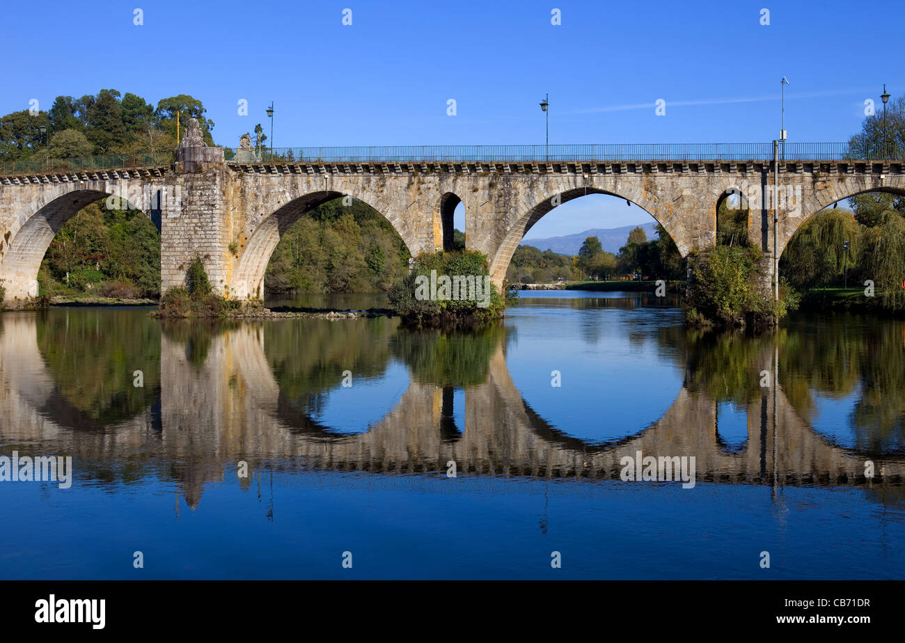 ancient roman bridge of Ponte da Barca in the north of portugal Stock ...