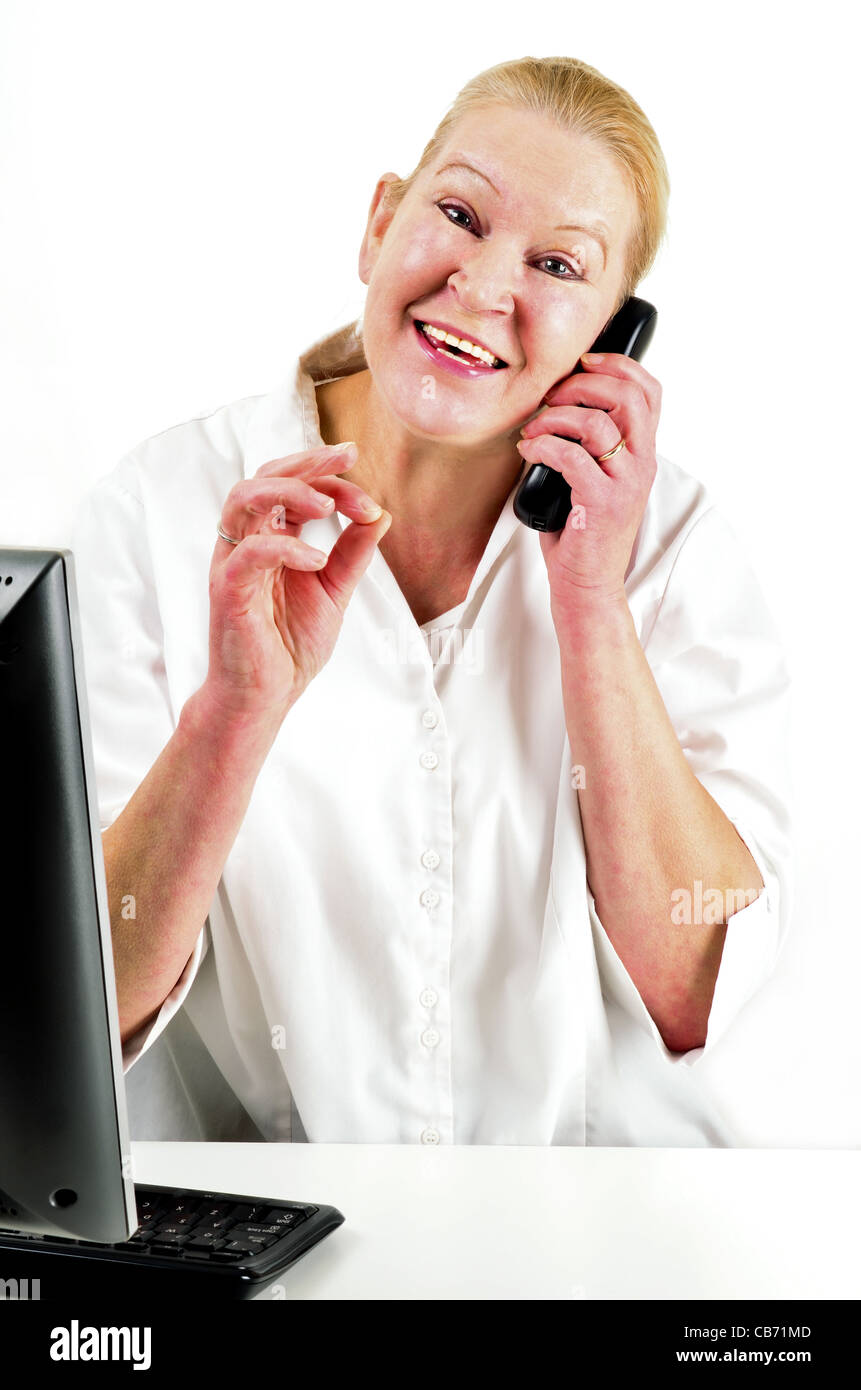 an office employee during a telephone conversation Stock Photo - Alamy