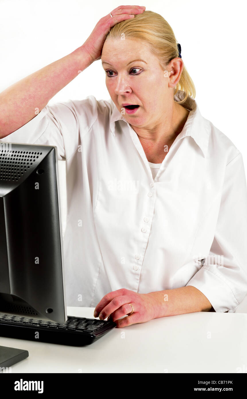 Office employee working computer amazed hi-res stock photography and ...