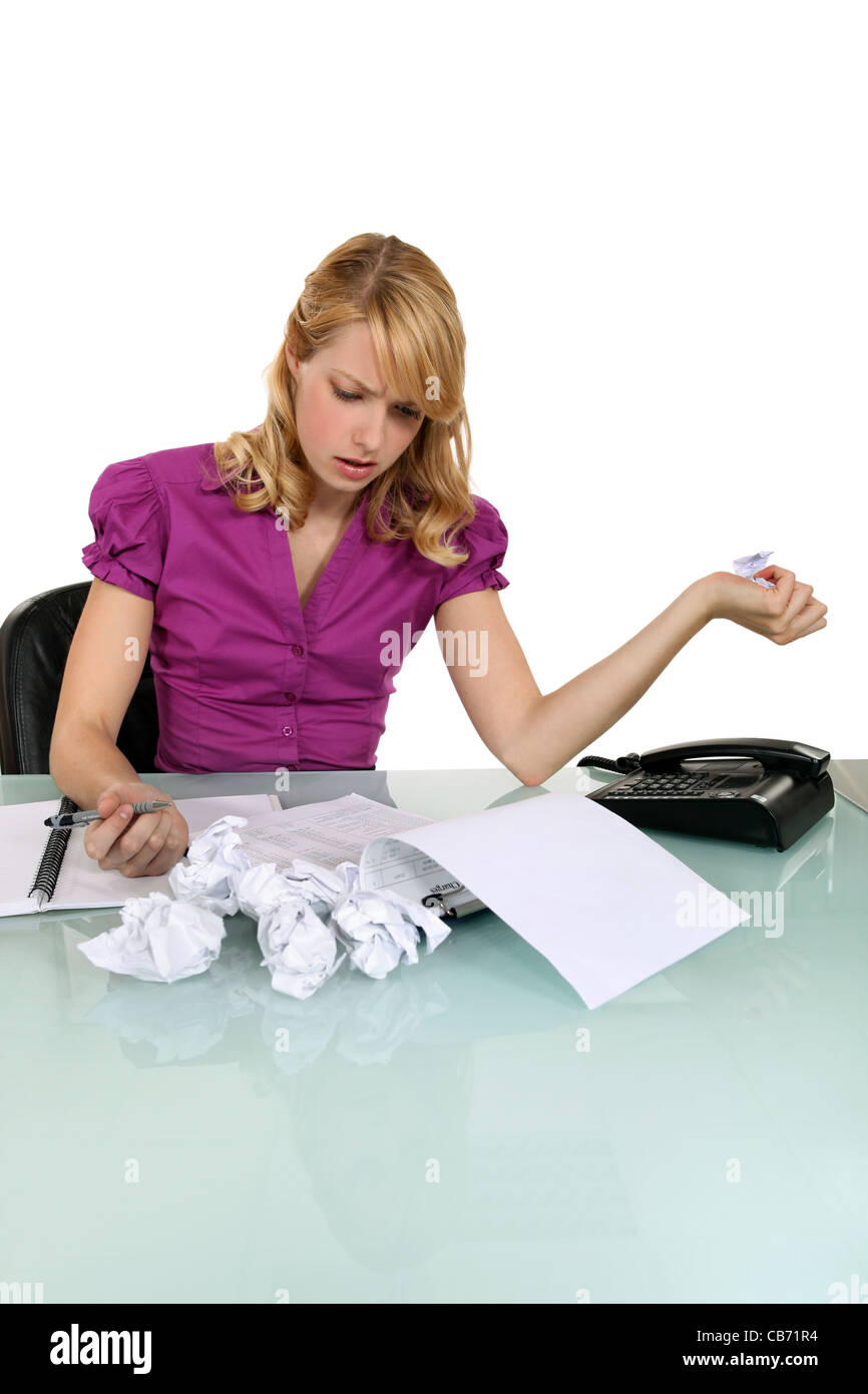 Stressed office worker Stock Photo - Alamy