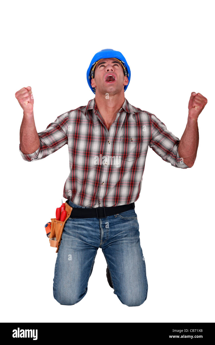 A male construction worker shouting Stock Photo - Alamy