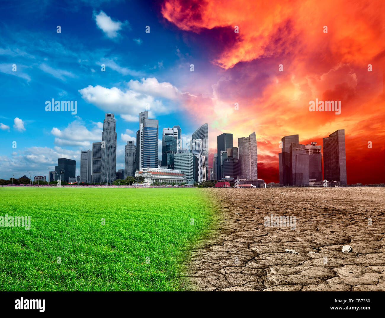 Global warming effect in city Stock Photo - Alamy