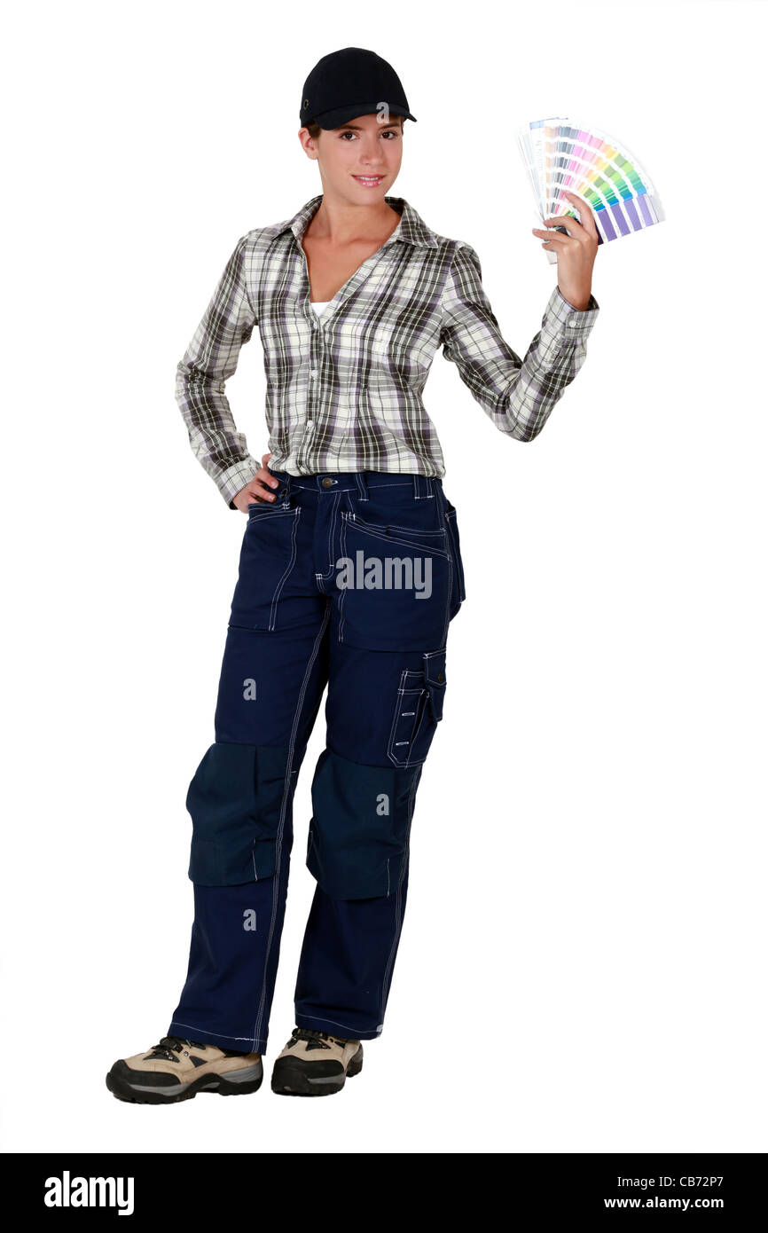 Woman with color charts Stock Photo - Alamy