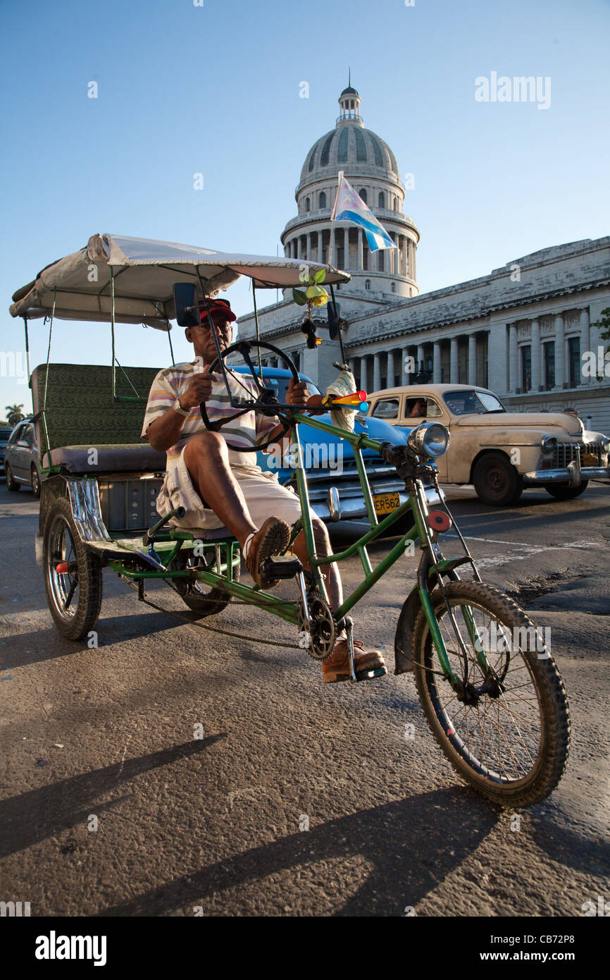 Street life, A "Bicitaxi" in front of the Capitolio, Havana (La Habana ...