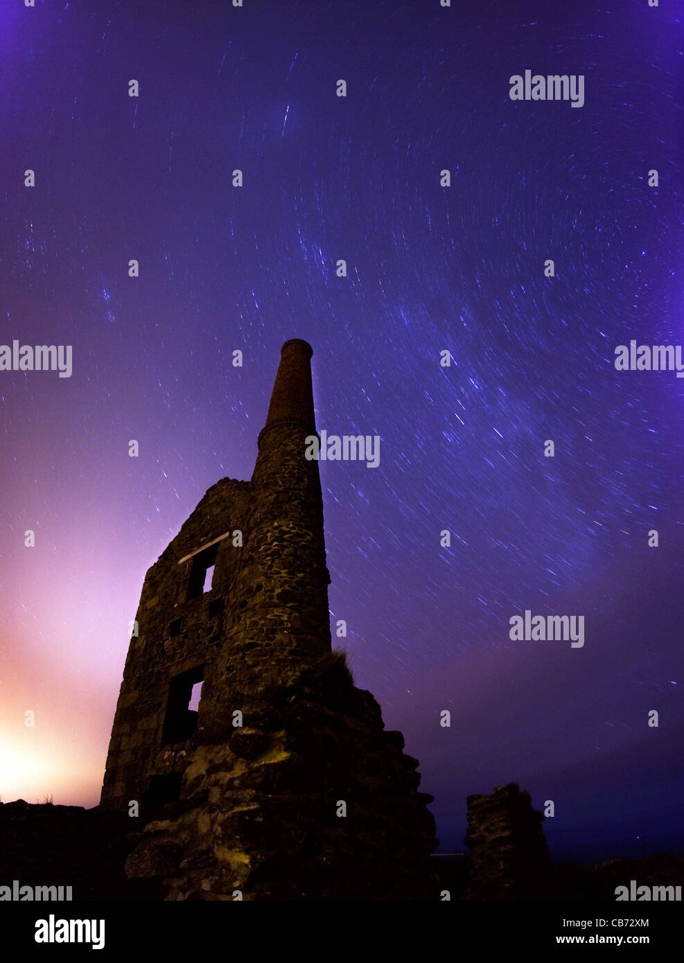A starry night at a cornwall mine Stock Photo - Alamy