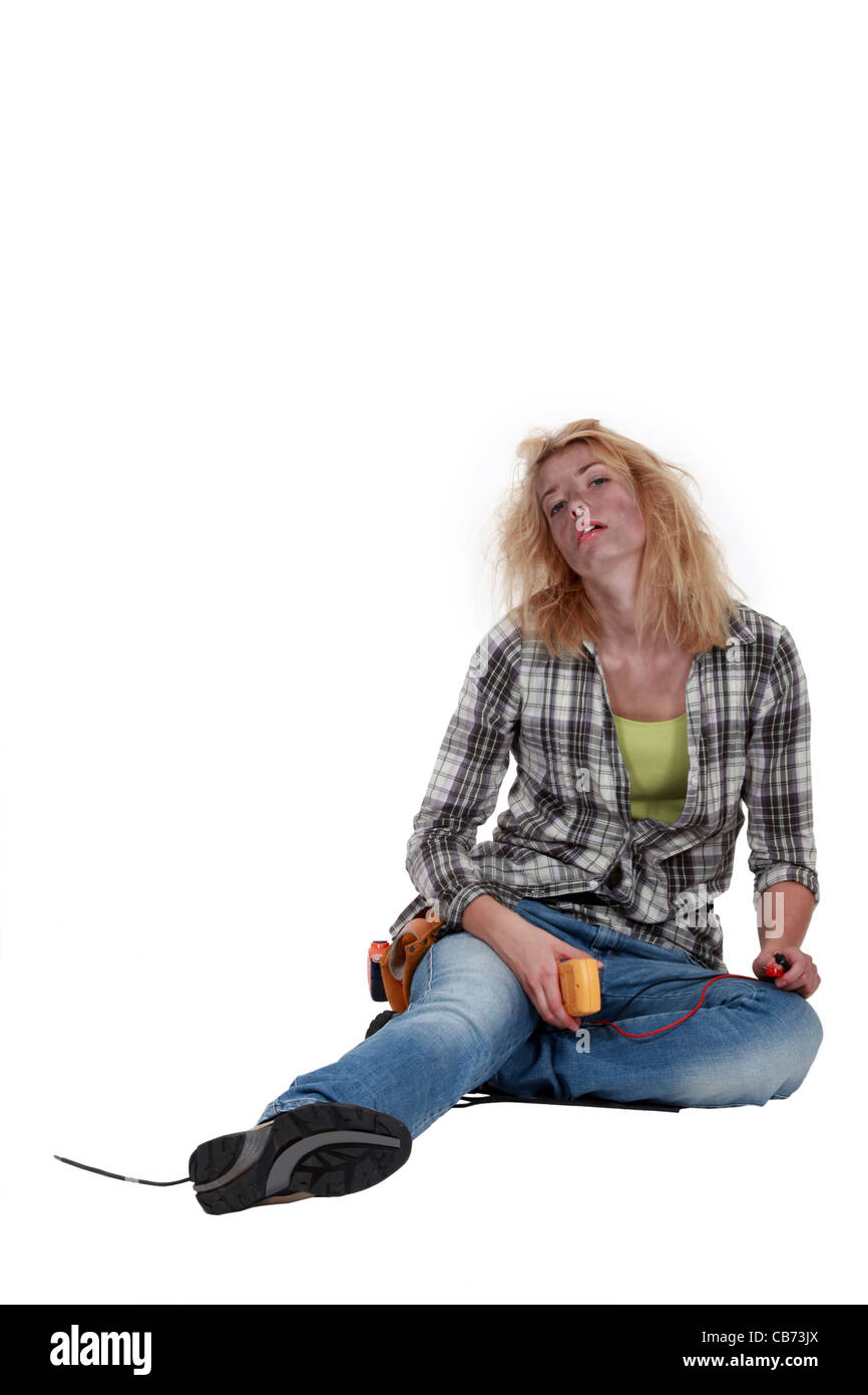 Woman suffering from electric shock Stock Photo - Alamy