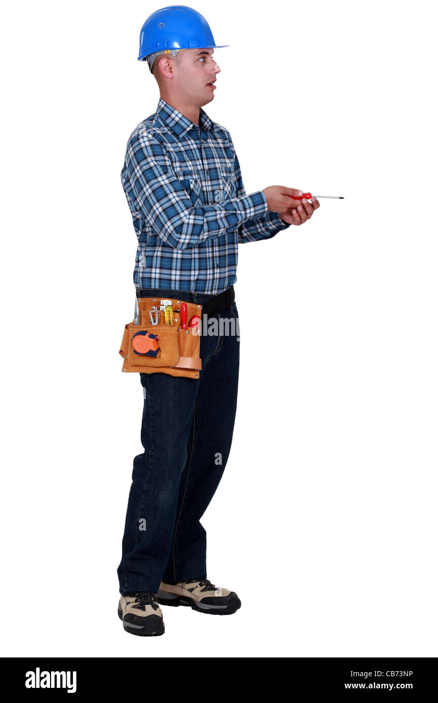 craftsman looking surprised Stock Photo - Alamy