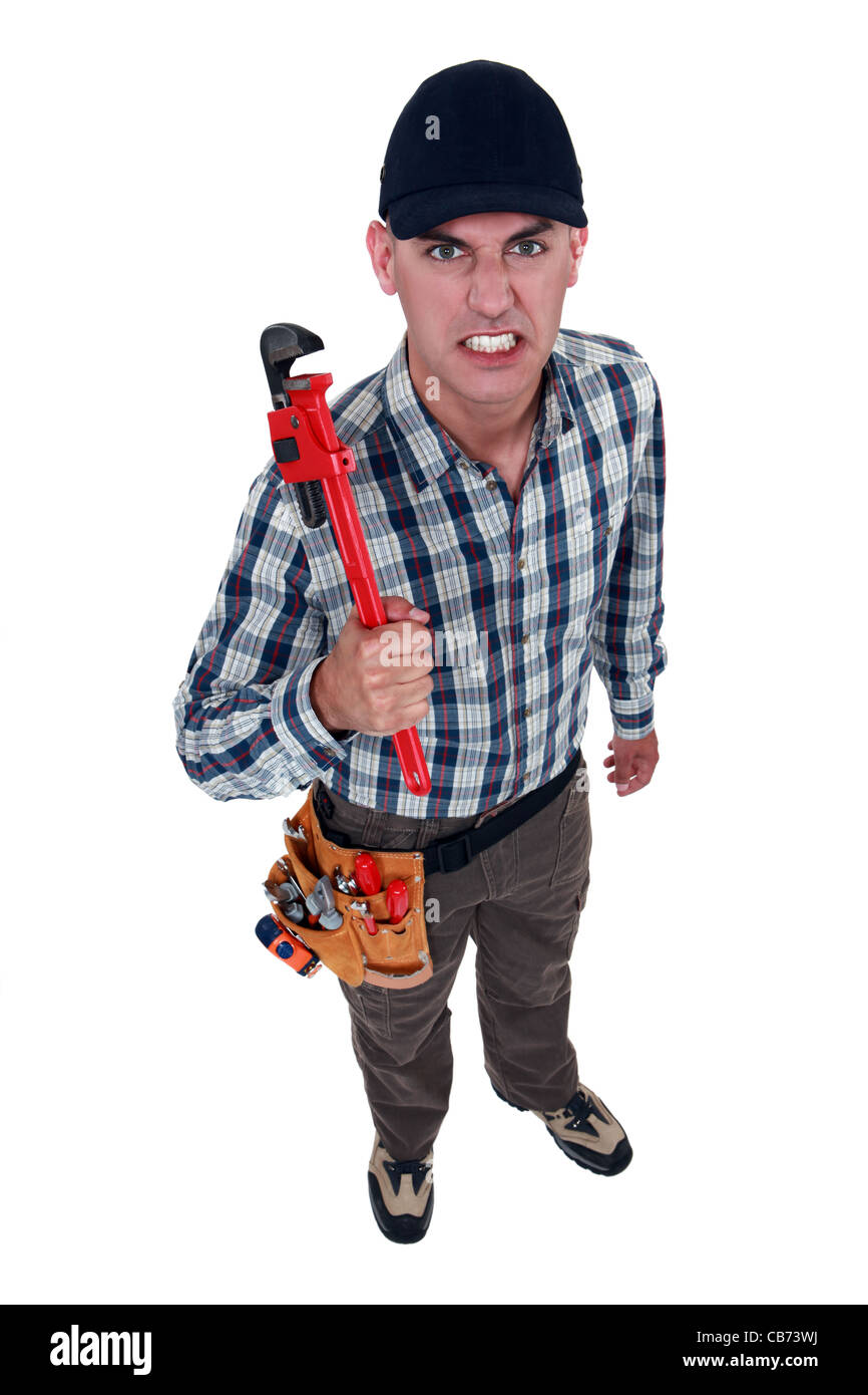 Angry mad caucasian man builder hi-res stock photography and images - Alamy