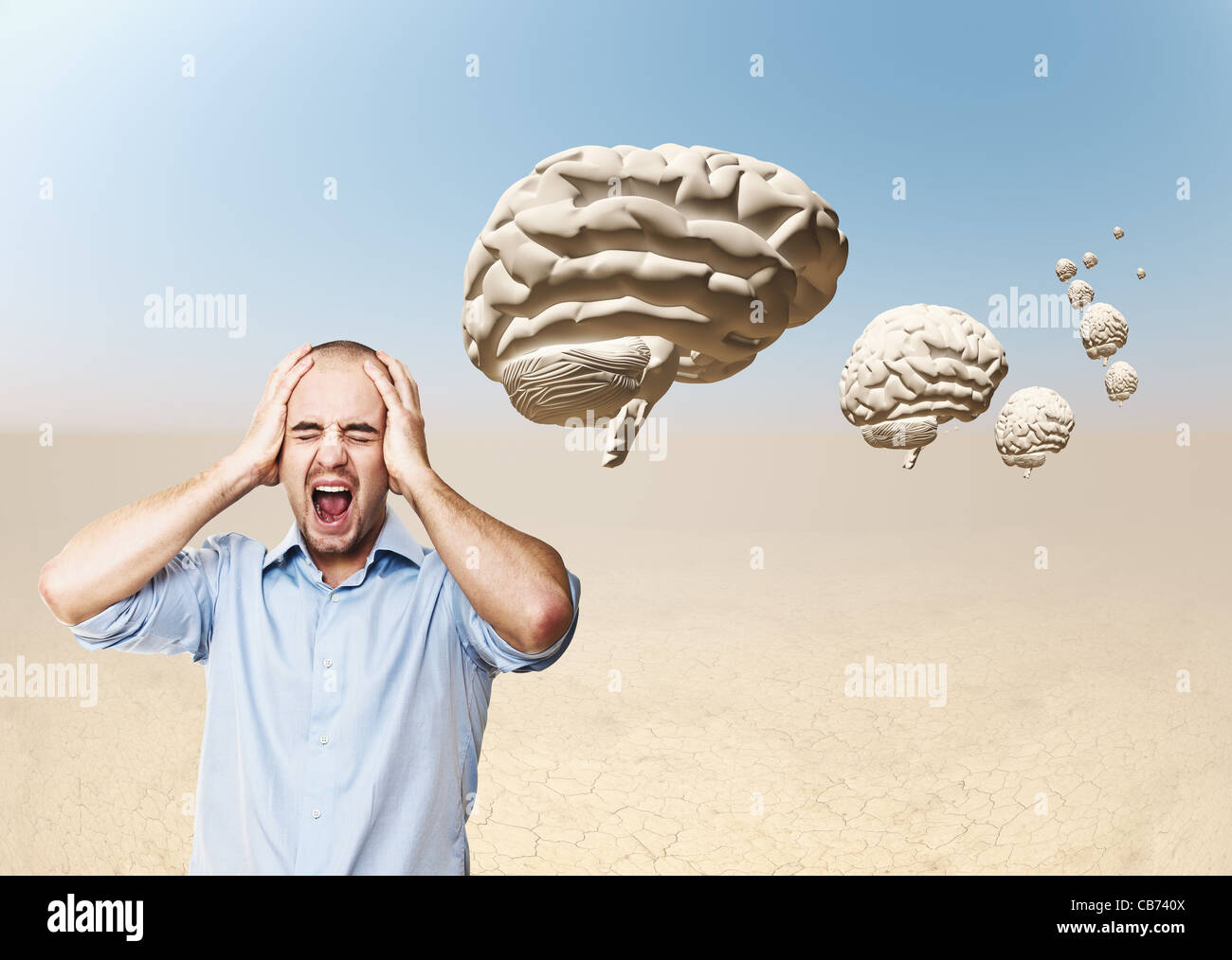 Desperate businessman in desert hi-res stock photography and images - Alamy