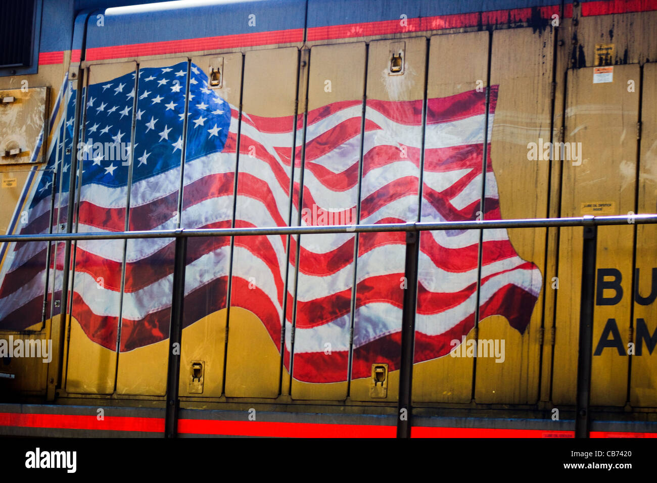 American Flag on the side of Union Pacific Engine Stock Photo - Alamy
