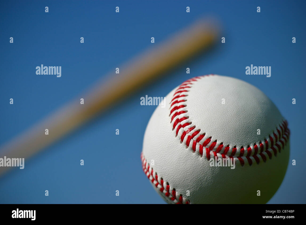 Baseball bat ball and mitt glove, sports equipment close ups Stock ...