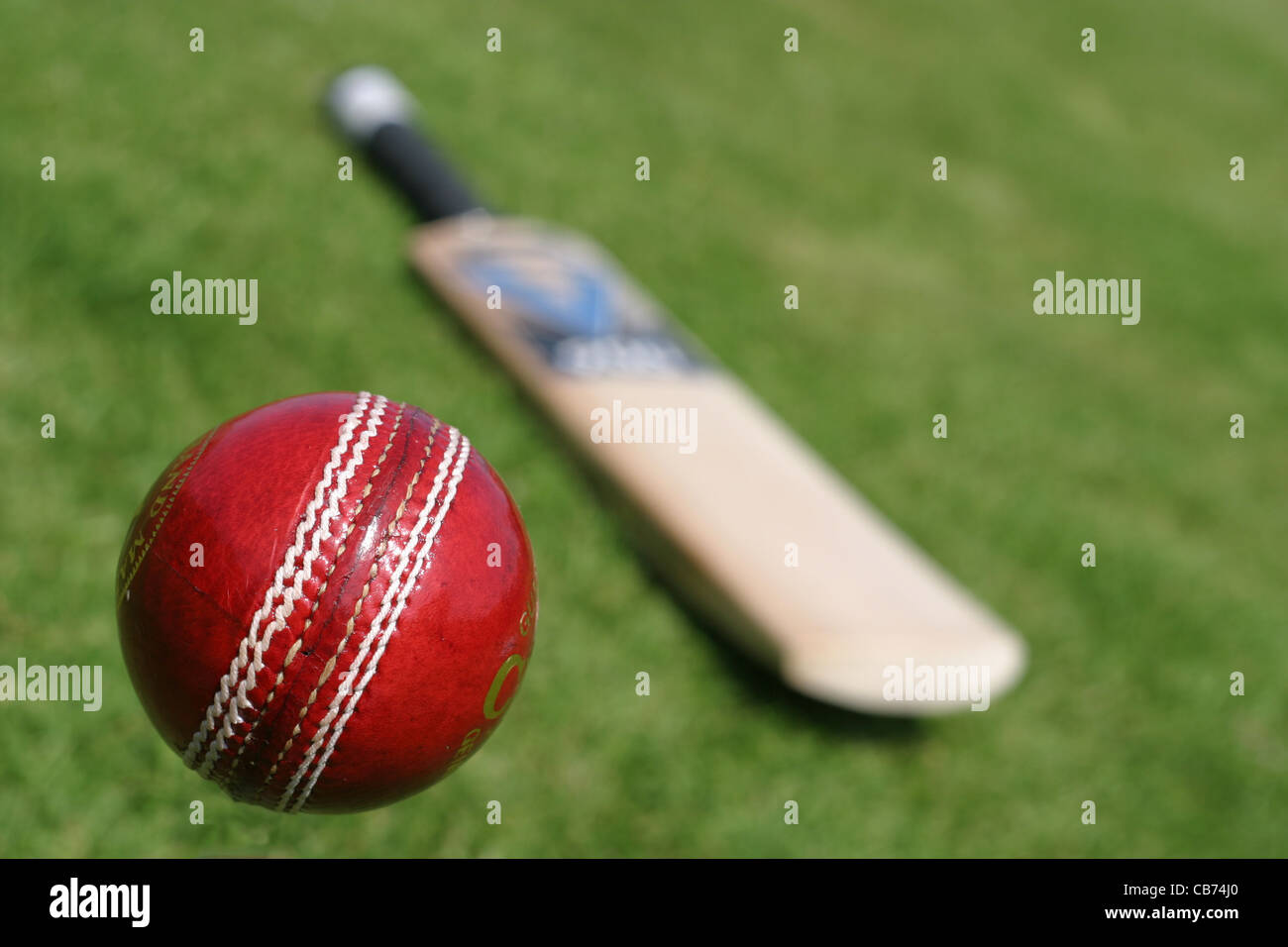 Cricket bat and ball, sports equipment close ups Stock Photo - Alamy