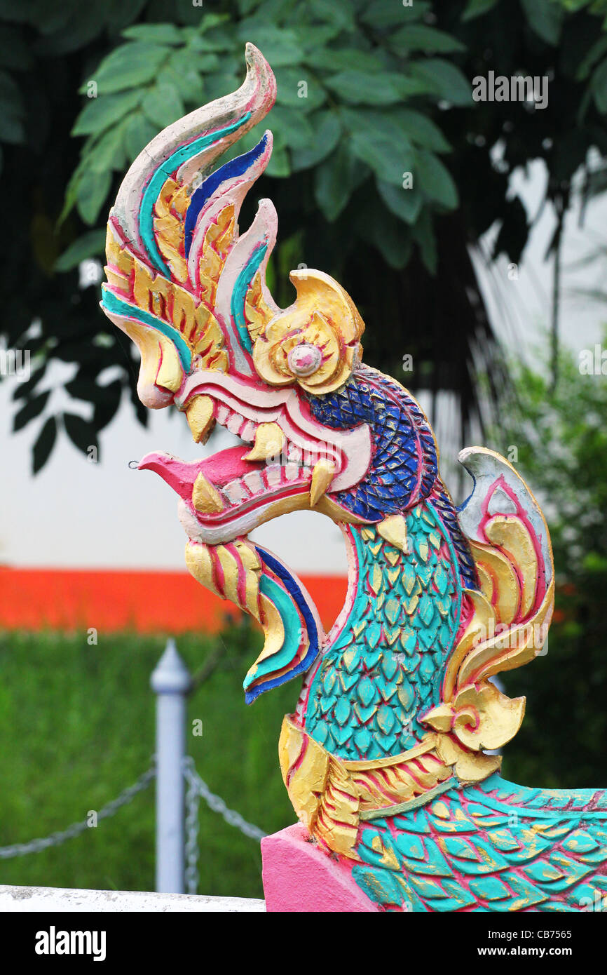 Naga statue in a temple grounds in a village in Issan, Thailand Stock ...