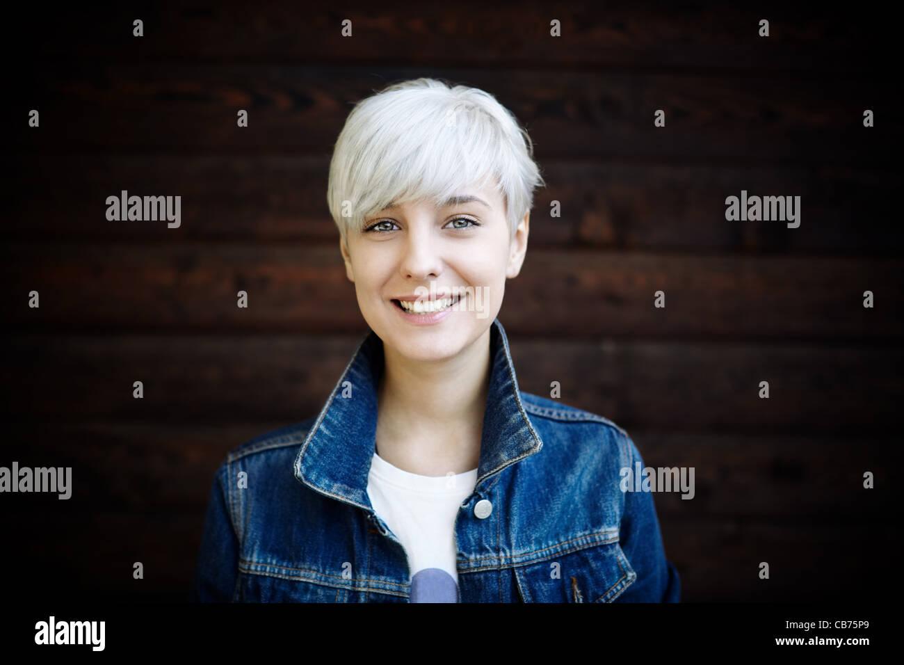 smiling happy real blond young woman Stock Photo - Alamy